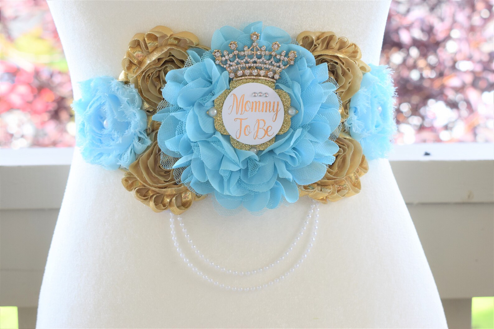 Baby Blue Royal Gold Prince Flower Sash Baby Gold Maternity - Etsy