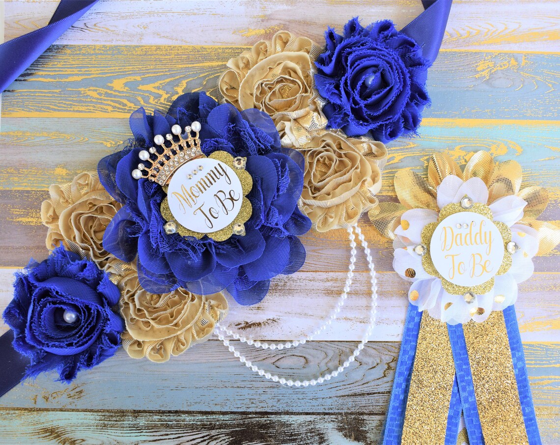 Royal Gold Prince Flower Sash Royal Gold Maternity Sash - Etsy
