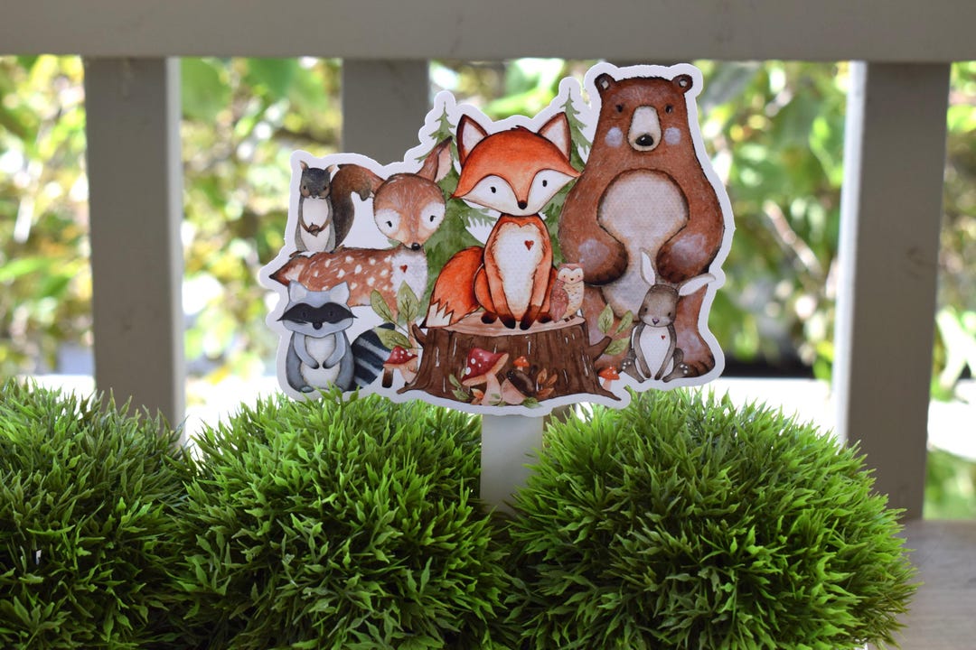 Woodland Animal Cake Topper, Woodland Centerpieces Decorations, Fox ...