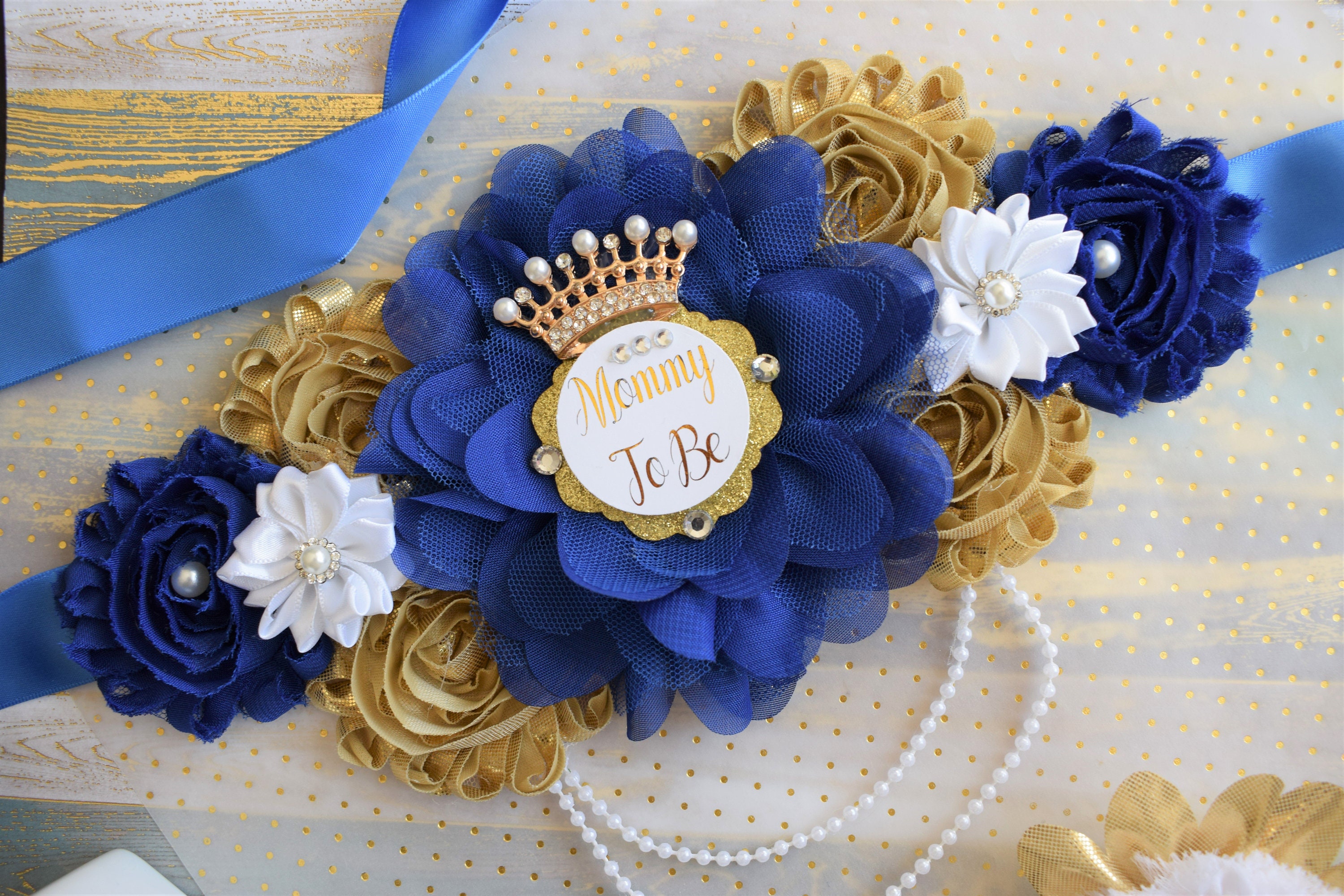 Royal Gold Prince Flower Sash Royal Gold Maternity Sash | Etsy