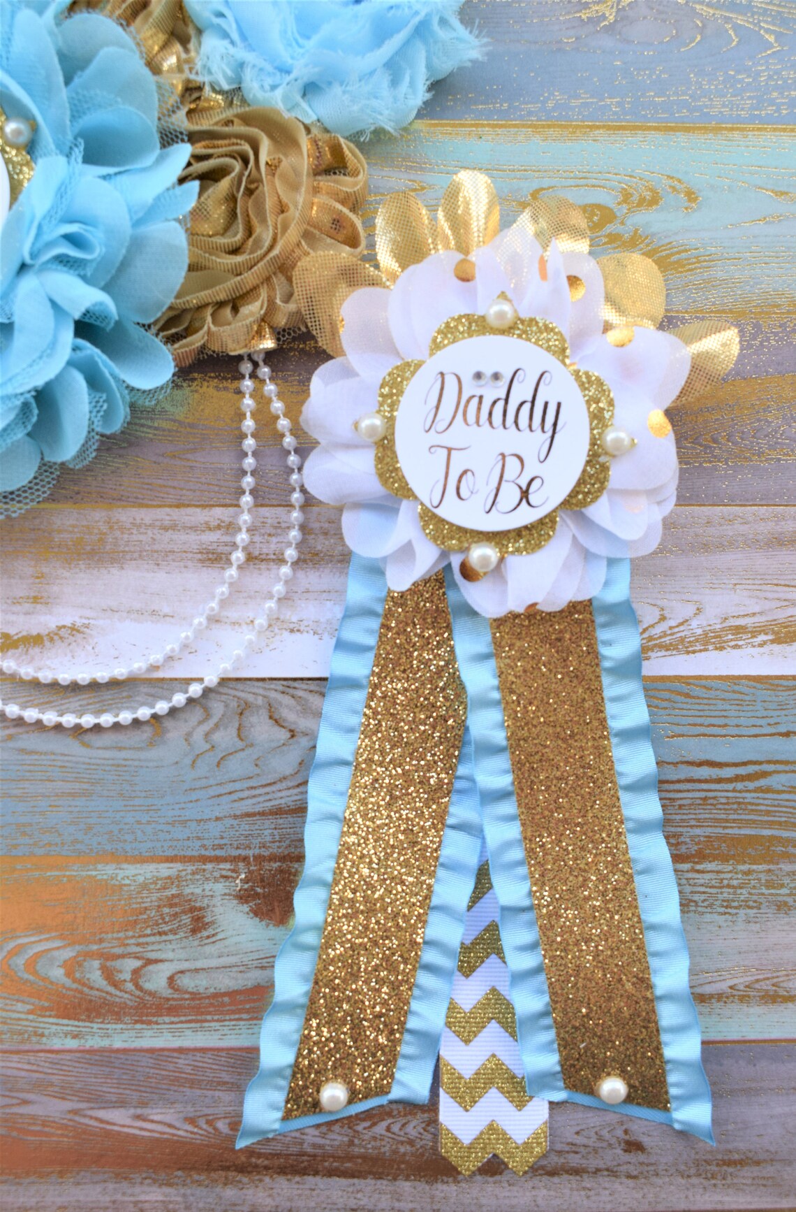 Baby Blue Royal Gold Prince Flower Sash Baby Gold Maternity | Etsy