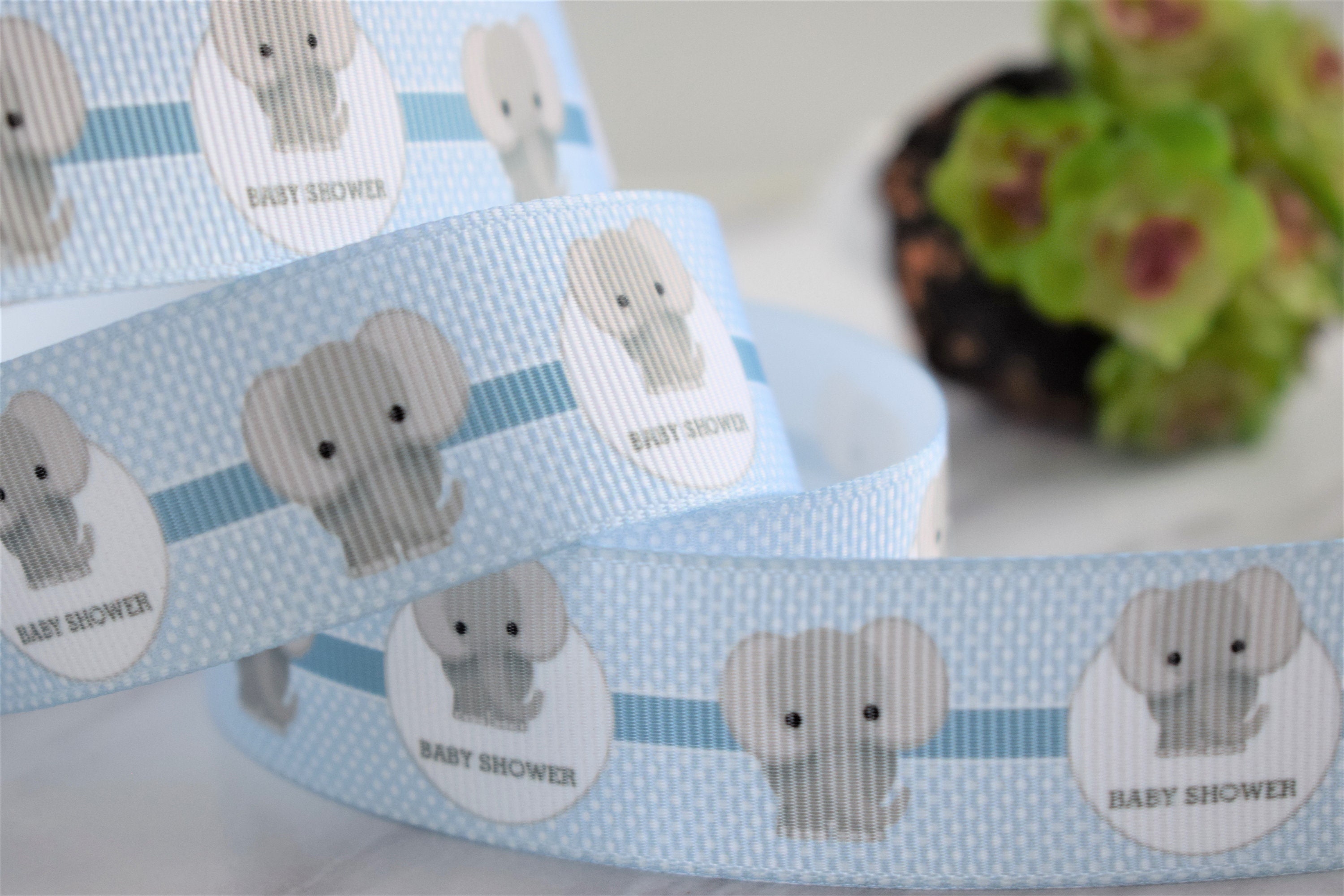 Blue Elephant Baby Shower Ribbon Boy Baby Elephant Ribbon - Etsy