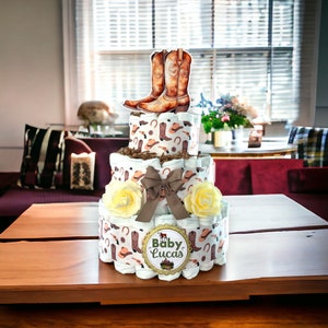Cowboy Western Diaper Cake Baby Shower, Boots Hat Diaper Cake ...