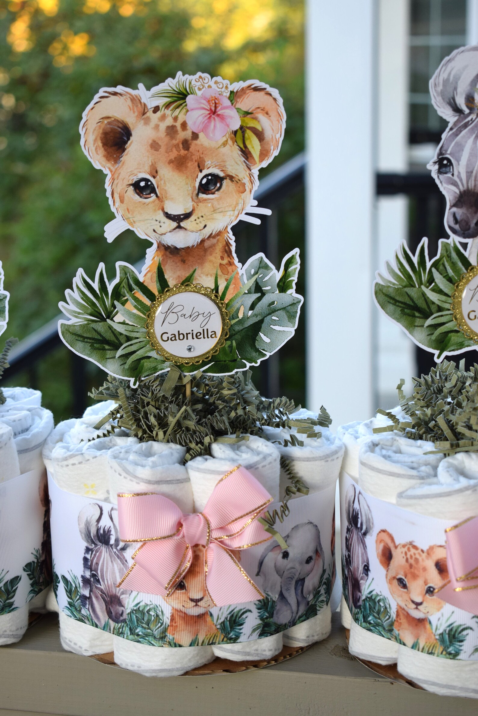 Jungle Safari Mini Diaper Cake Baby Shower, Baby Shower Centerpieces ...