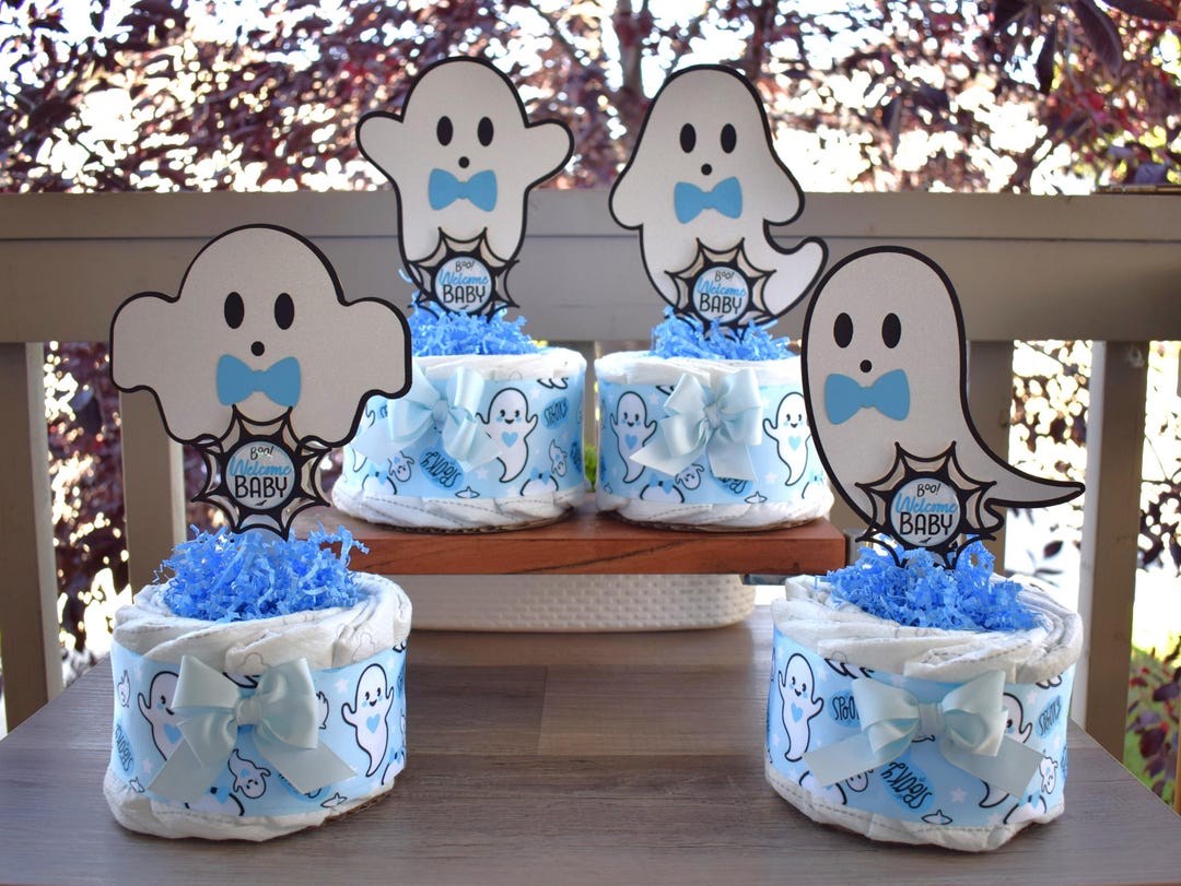 Blue Ghost Diaper Cake Baby Shower, Boy Blue Halloween Baby Shower ...