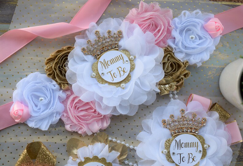Pink Gold Princess Flower Sash Pink Gold Maternity Sash Pink - Etsy