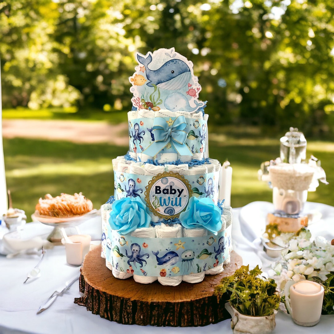 Under Sea Diaper Cake Baby Shower, Octopus Turtle Baby Shower ...