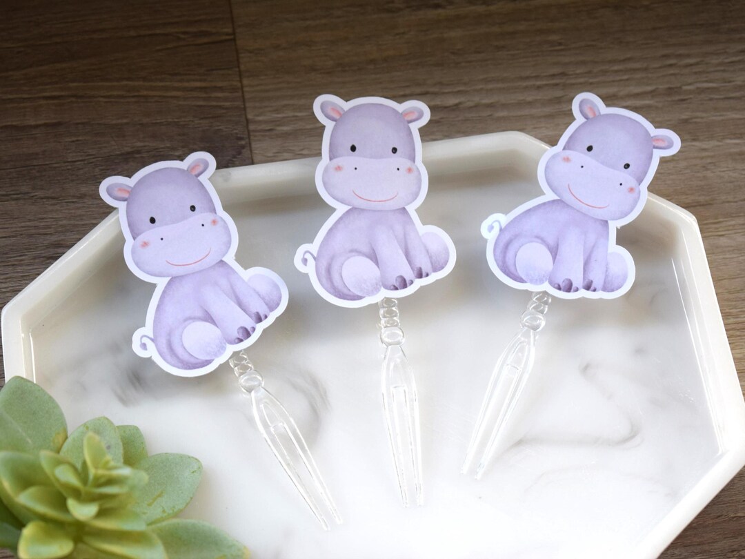 12 Rhino Cupcake Toppers, Baby Shower and Party, Cupcake, Rhinoceros ...
