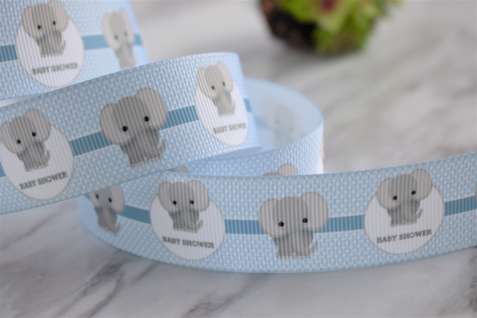 Blue Elephant Baby Shower Ribbon Boy Baby Elephant Ribbon - Etsy