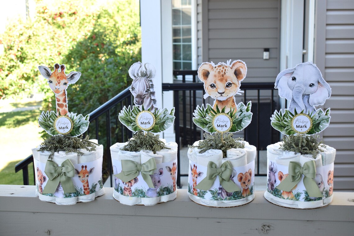 Jungle Safari Mini Diaper Cake Baby Shower Baby Shower - Etsy