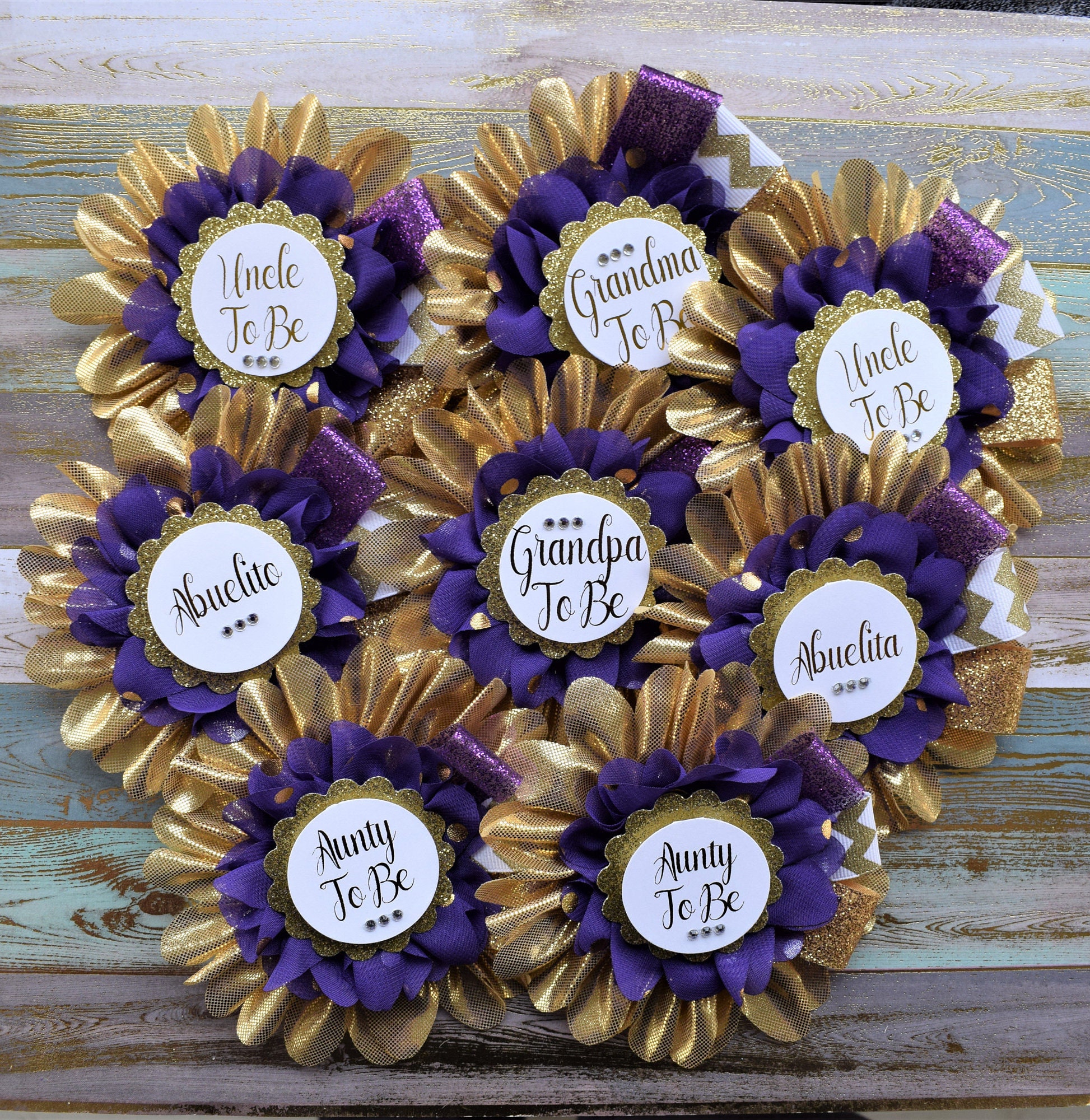 Purple Gold Princess Flower Sash Purple Gold Maternity Sash | Etsy