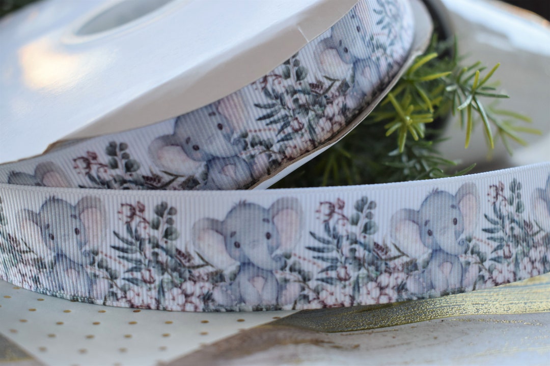 Elephant Baby Shower Ribbon, Boy Baby Elephant Ribbon, Grey Elephant ...