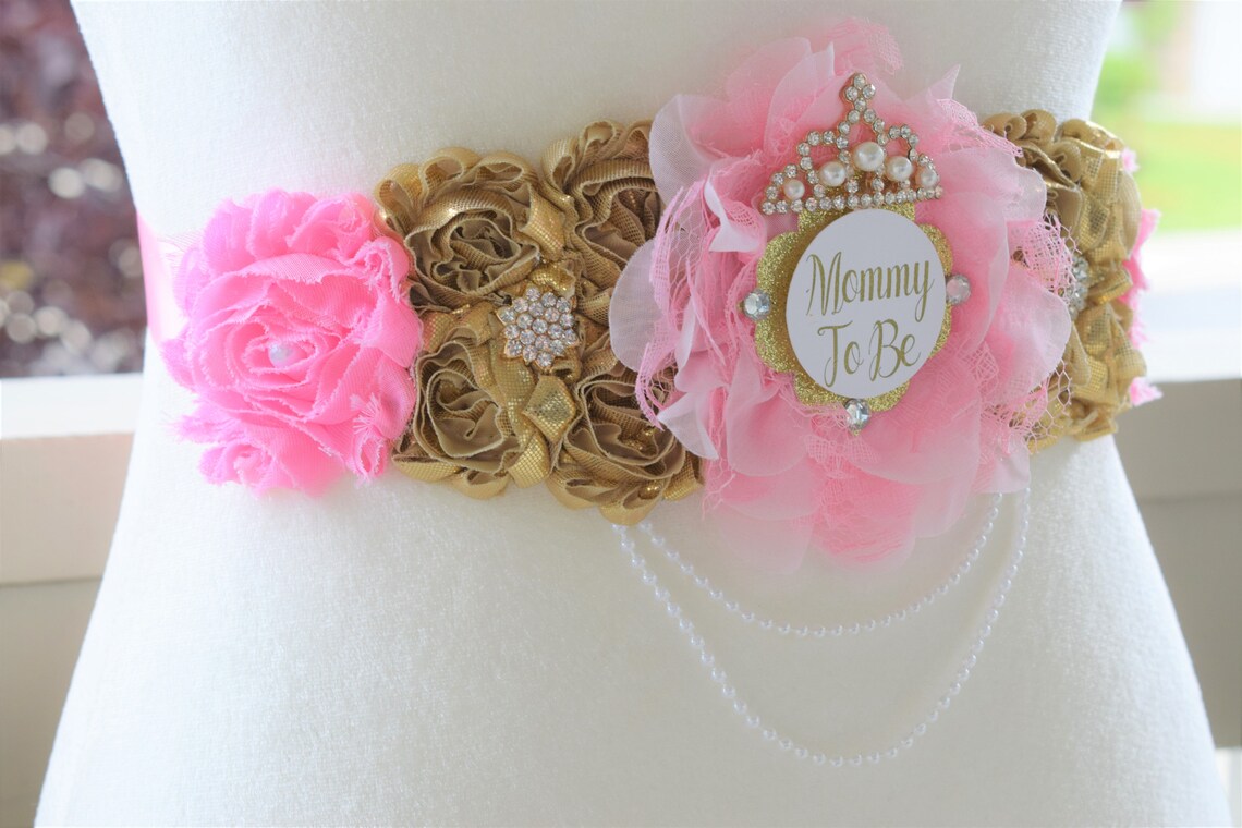 Royal Gold Prince Flower Sash Royal Gold Maternity Sash - Etsy