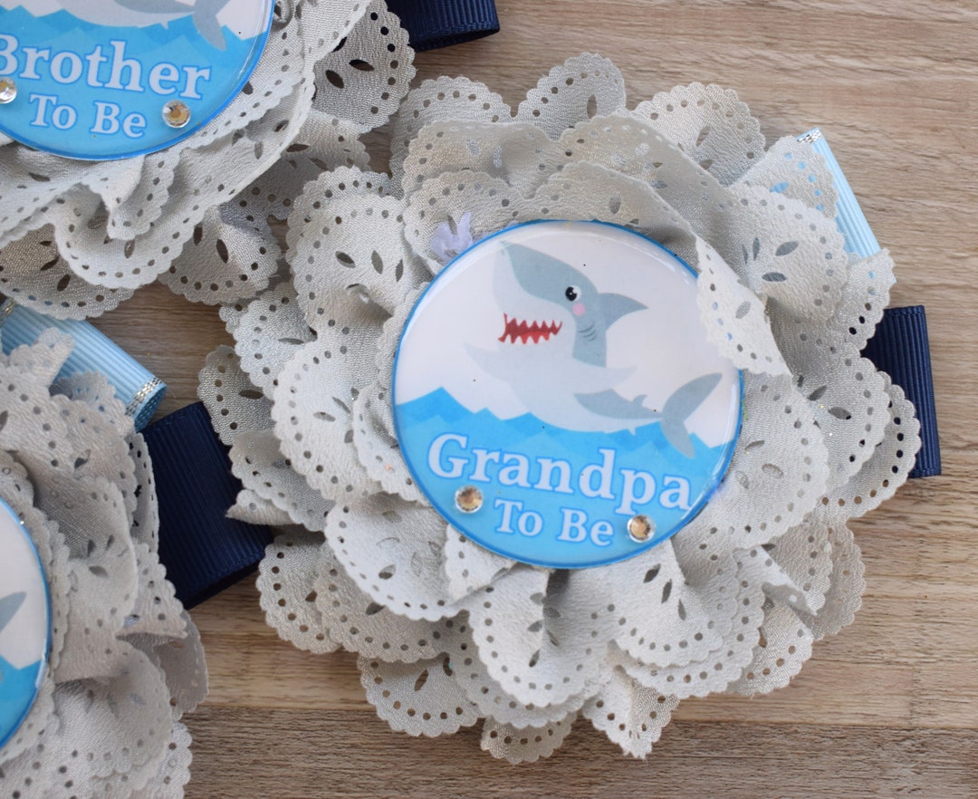 Shark Baby Shower, Blue Gray Family Pins, Shark Blue Grey Blue Baby ...