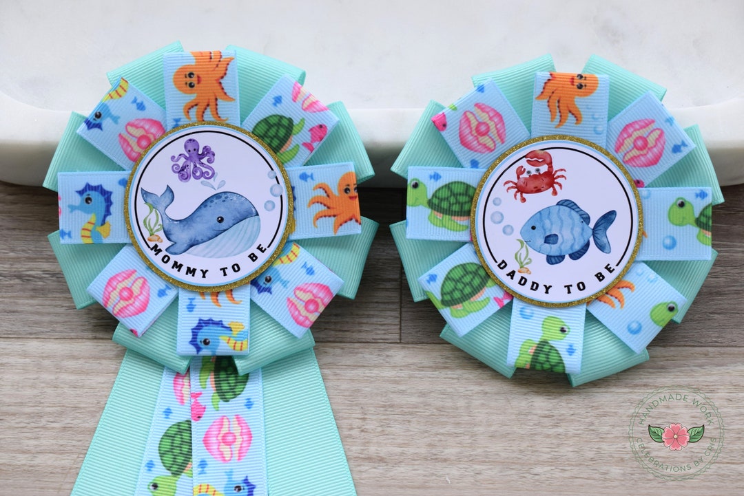 Under the Sea Baby Shower, Turtle Octopus Starfish Aqua Blue Mommy to ...