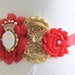 Royal Red Gold Prince Flower Sash, Red Gold Maternity Sash, Royal Gold ...