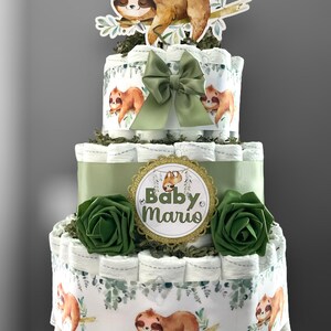 Sloth Greenery Diaper Cake Baby Shower, Green Leave Cake Centerpieces ...
