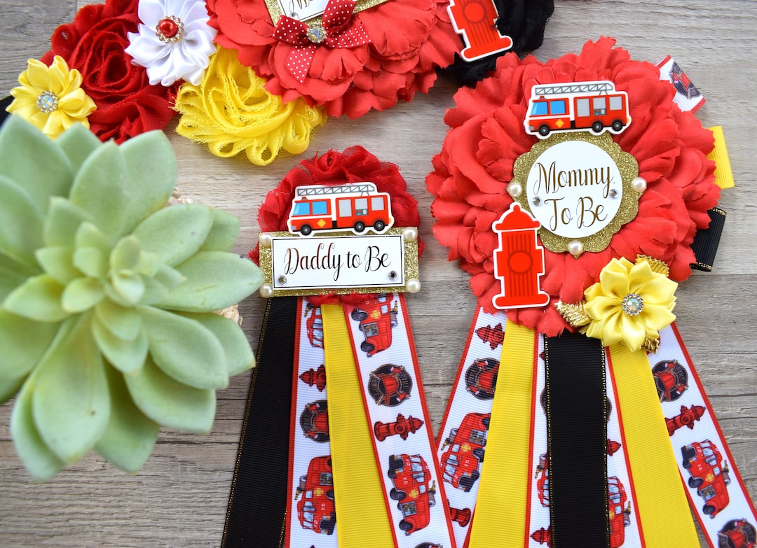 Firefighter Baby Shower, Red Yellow Black Maternity Sash, Firefighter ...