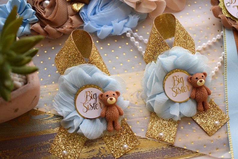 Blue Bear Baby Shower Teddy Bear Blue Maternity Sash Teddy - Etsy