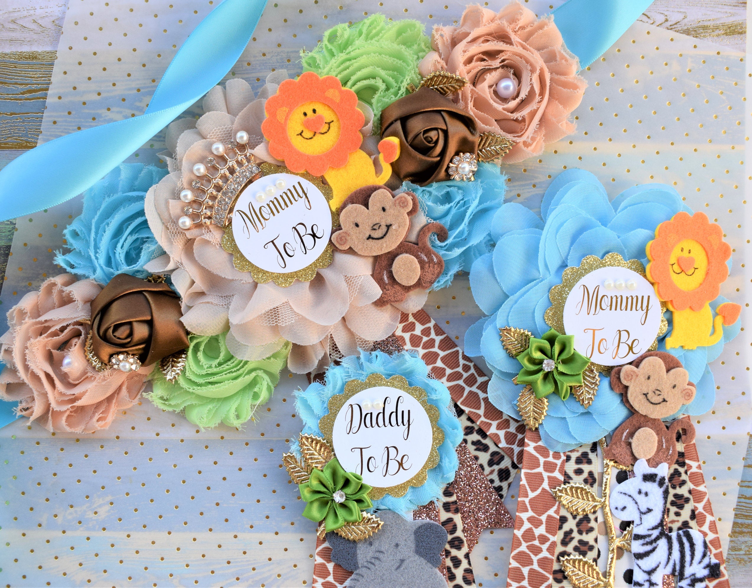 Boy Safari Jungle Maternity Sash, Blue Safari Maternity Sash, Animal ...