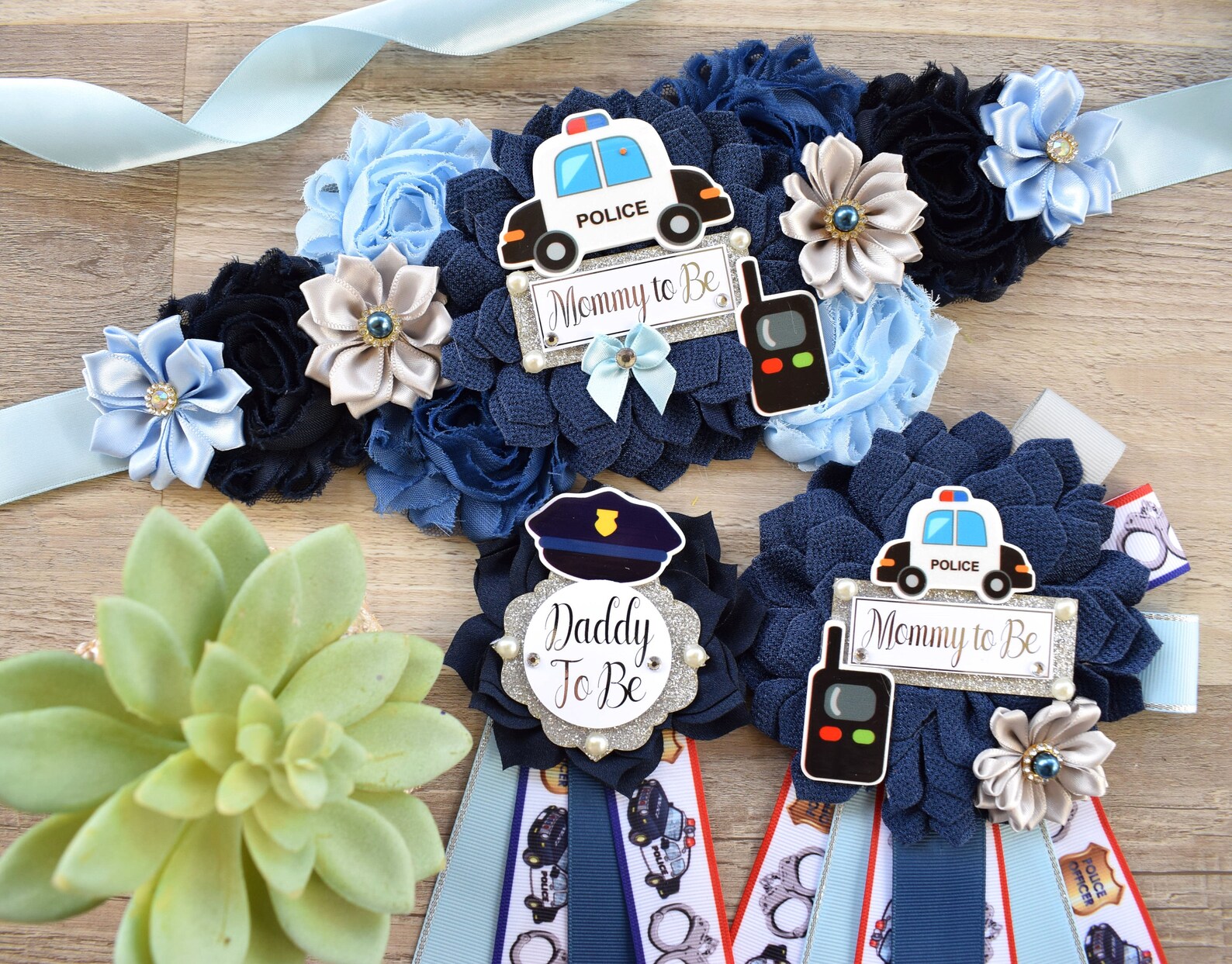 Police Baby Shower, Navy Blue Grey Maternity Sash, Police Mommy to Be ...