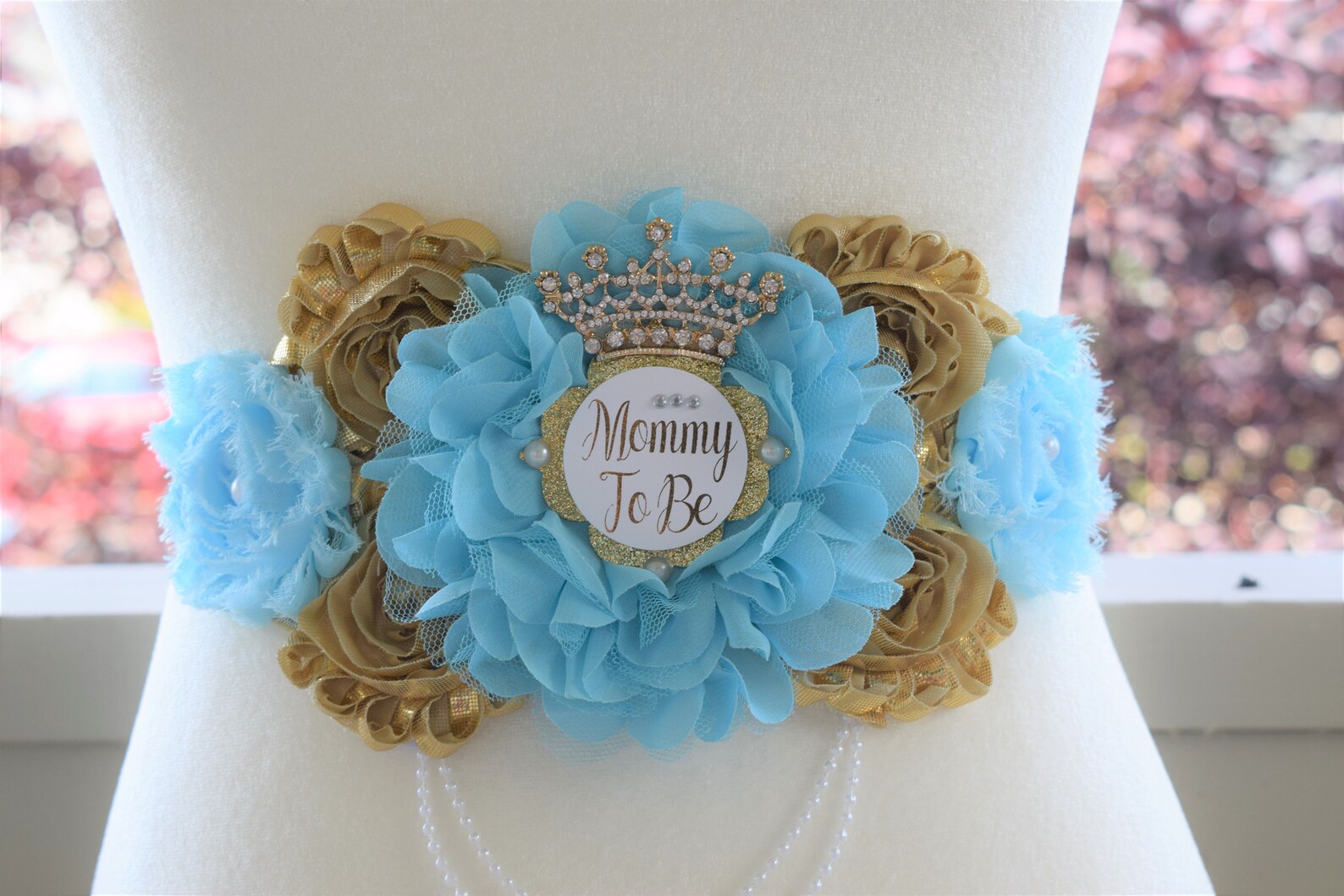 Baby Blue Royal Gold Prince Flower Sash Baby Gold Maternity - Etsy
