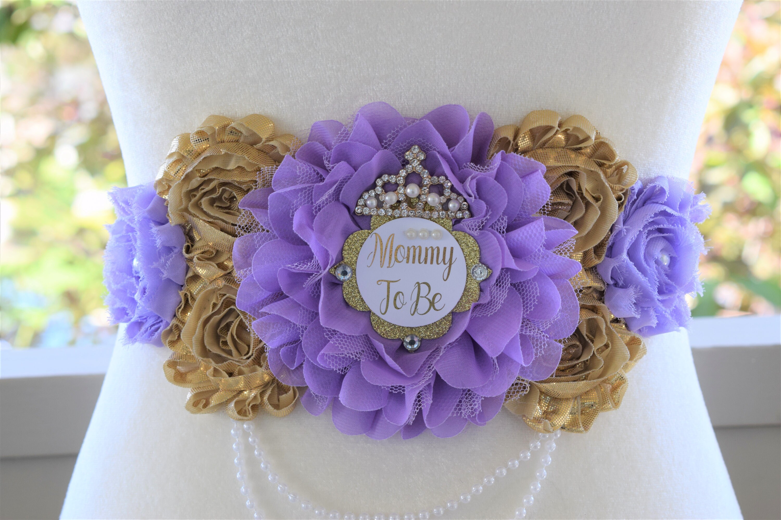 Lavender Gold Princess Flower Sash Lavender Gold Maternity | Etsy