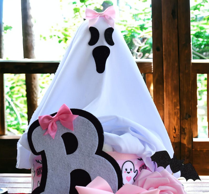 3 Tier Girl Ghost Diaper Cake Baby Shower, Halloween Baby Shower ...
