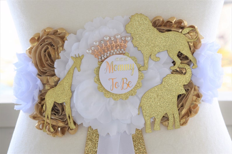 Safari White Gold Flower Sash Gold Safari Animals White Gold | Etsy