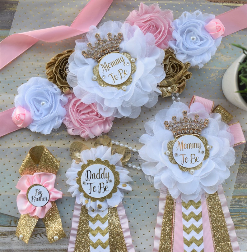 Pink Gold Princess Flower Sash Pink Gold Maternity Sash Pink - Etsy