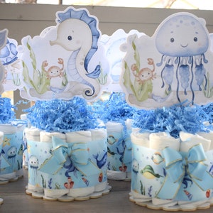 Under the Sea Mini Diaper Cake Set Baby Shower, Octopus Baby Shower ...