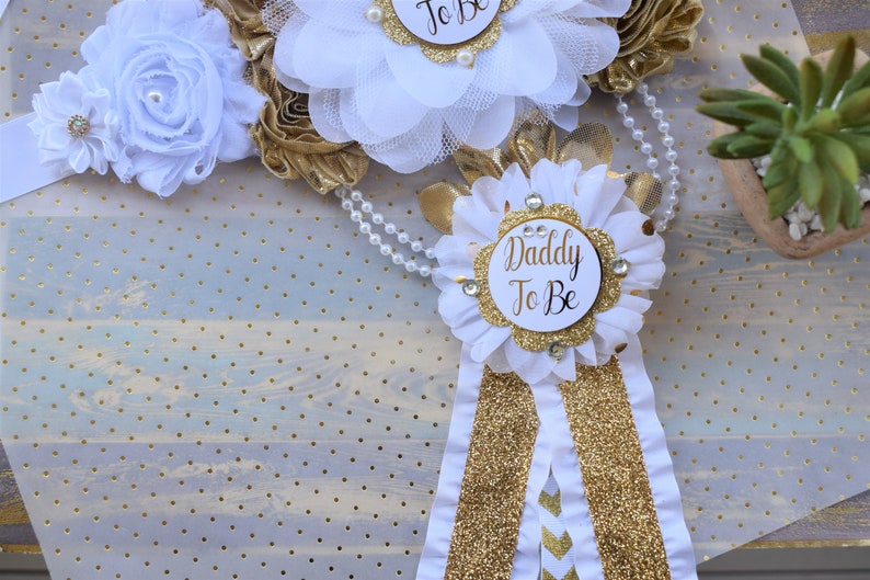 White Gold Prince Flower Sash White Gold Maternity Sash | Etsy