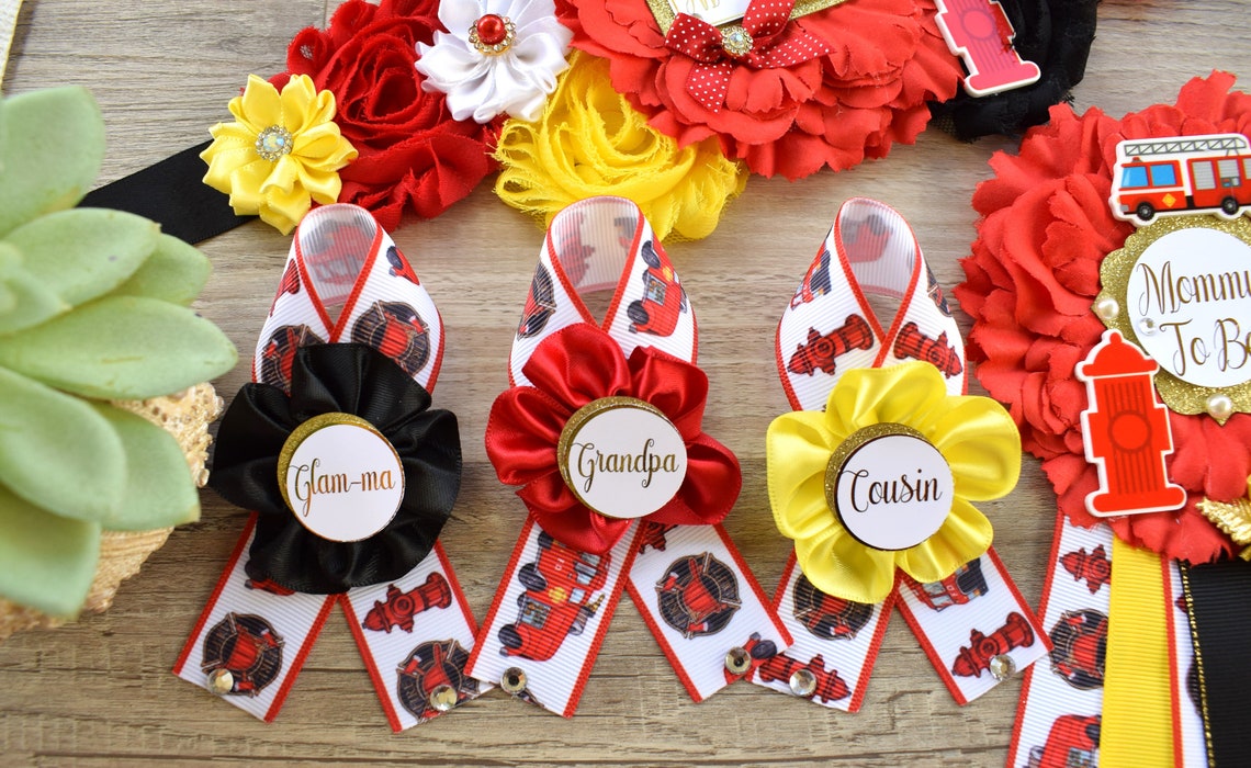 Firefighter Baby Shower, Red Yellow Black Maternity Sash, Firefighter ...