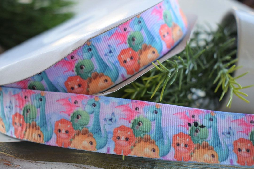 Dinosaurs Grosgrain Ribbon, Boy Baby Dinosaurs Ribbon, Dinosaurs Blue ...
