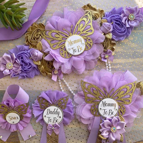 Purple and Gold Lavender Baby Shower Mommy to Be Maternity - Etsy
