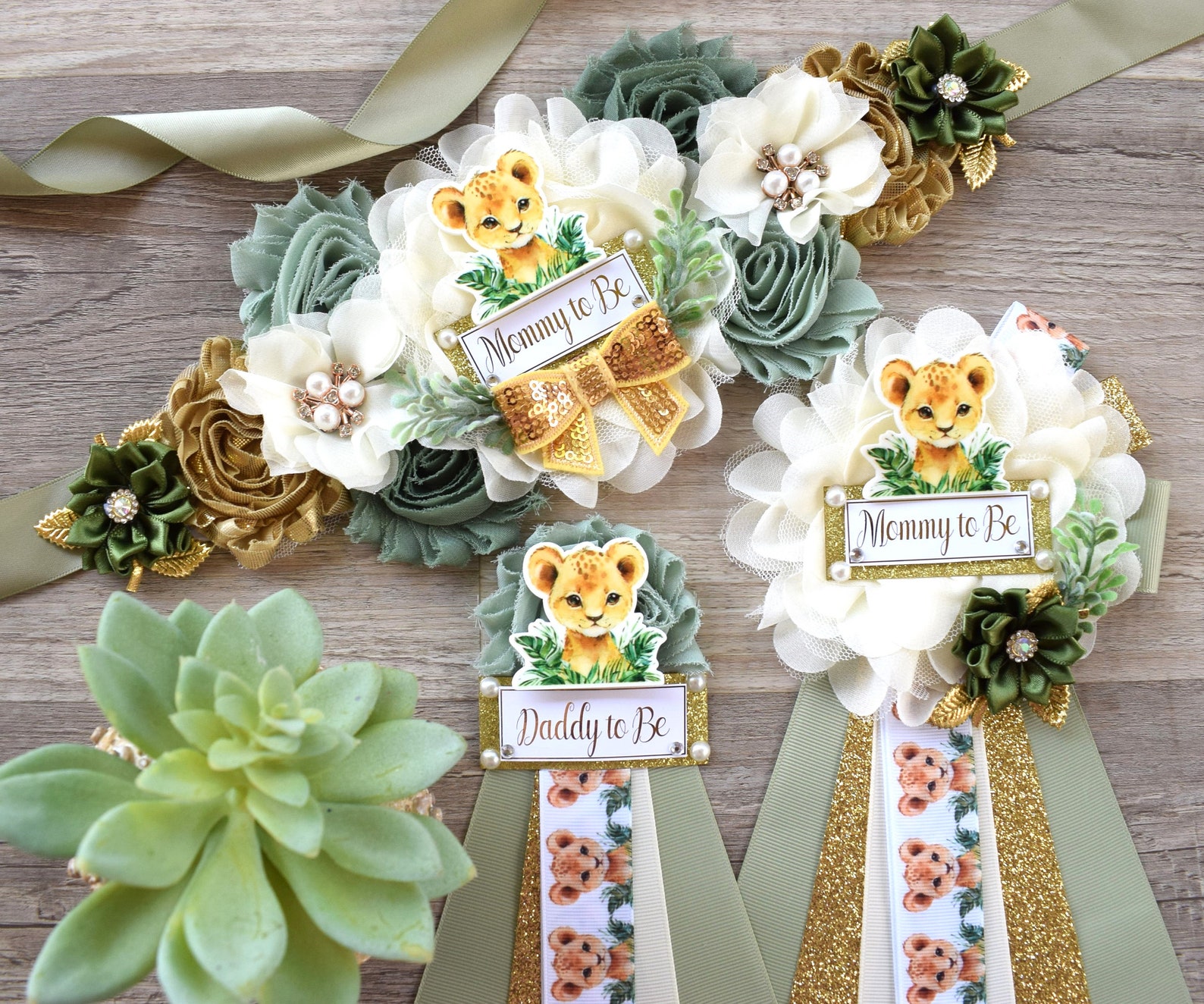 Lion Safari Baby Shower, Sage Safari Maternity Sash, Cub Lion Mommy to ...