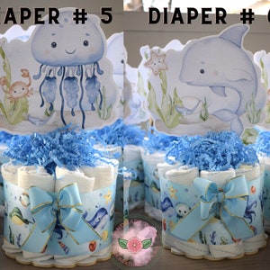 Under the Sea Mini Diaper Cake Set Baby Shower, Octopus Baby Shower ...