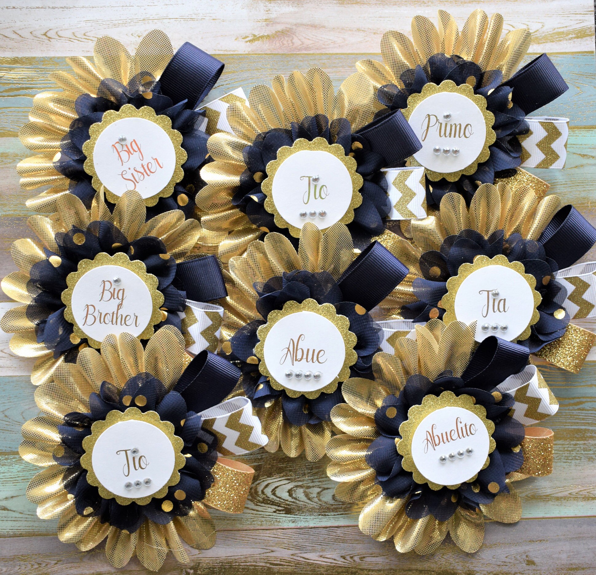 Navy Gold Family Pin Navy Gold Guest Pin Navy Gold Baby | Etsy