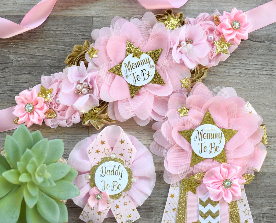 Pink Twinkle Twinkle Little Star Baby Shower, Gold White Star Maternity ...