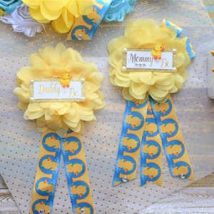 Rubber Duck Baby Shower, Ducky Flower Sash, Mommy to Be Ribbon, Daddy ...