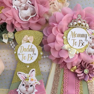Girl Bunny Baby Shower, Bunny Maternity Belly Sash, Pink Gold Sage ...
