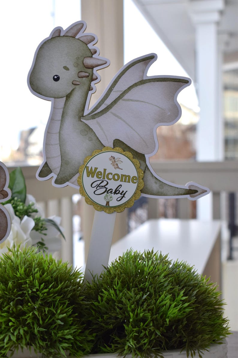 Dragon Cake Toppers Baby Shower, Boy Dragon Baby Shower Centerpieces ...