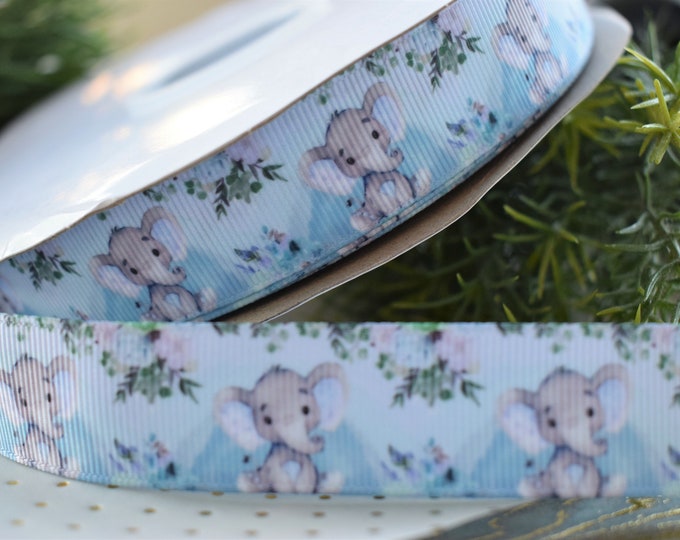 Elephant Baby Shower Ribbon Boy Baby Tie Elephant Ribbon - Etsy
