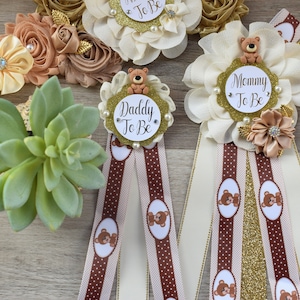 Teddy Bear Baby Shower, Teddy Bear Maternity Sash, Ivory Tan Beige ...