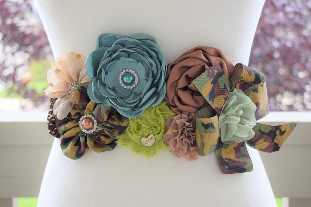 Camouflage Maternity Sash, Realtree Sash, Hunting Sash, Camo Flower ...