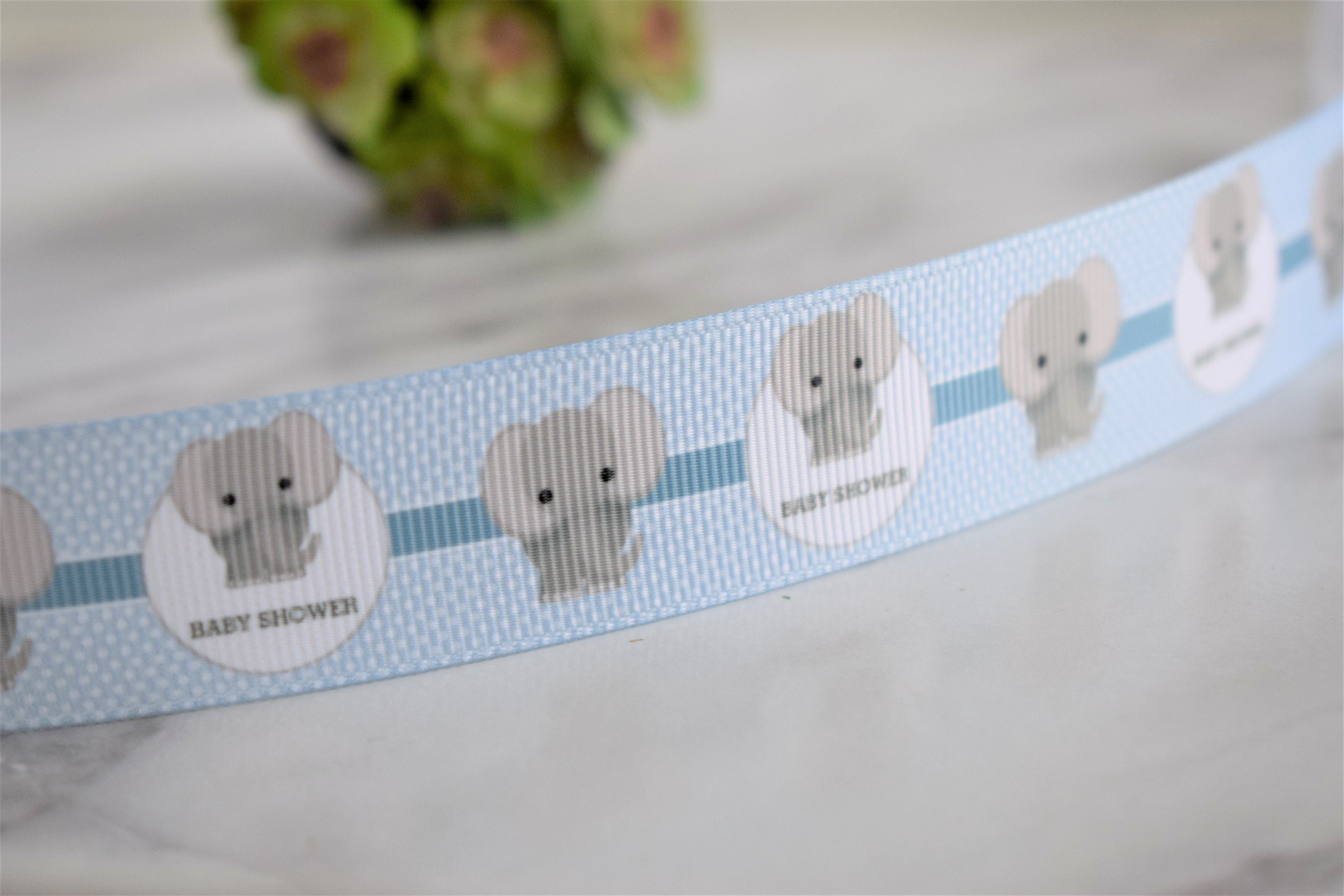Blue Elephant Baby Shower Ribbon Boy Baby Elephant Ribbon - Etsy