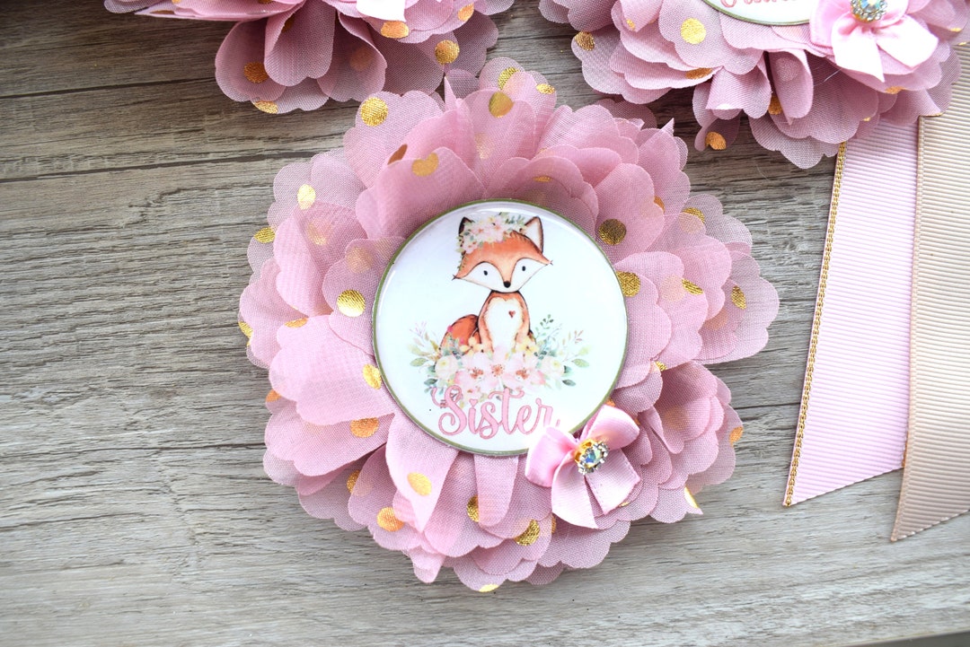 Girl Fox Woodland Baby Shower, Maternity Sash, Flower Fox Woodland ...