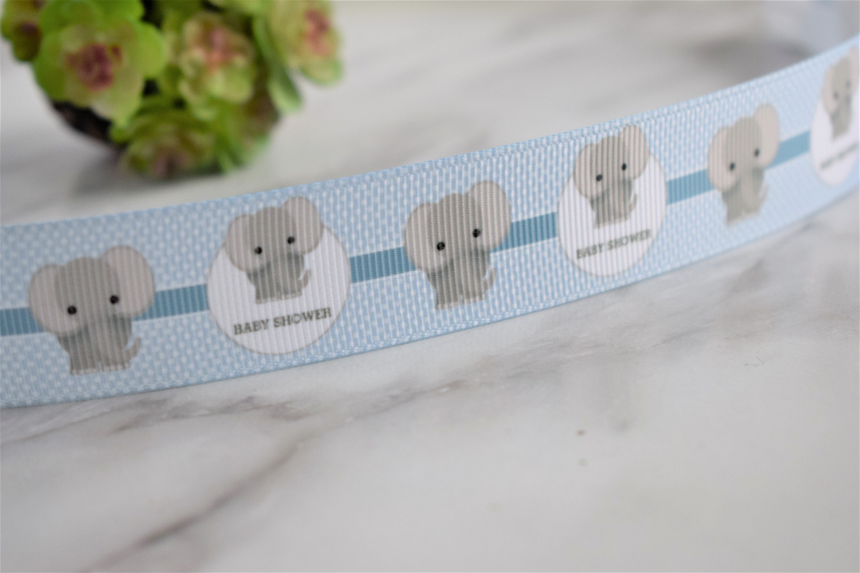 Blue Elephant Baby Shower Ribbon Boy Baby Elephant Ribbon - Etsy