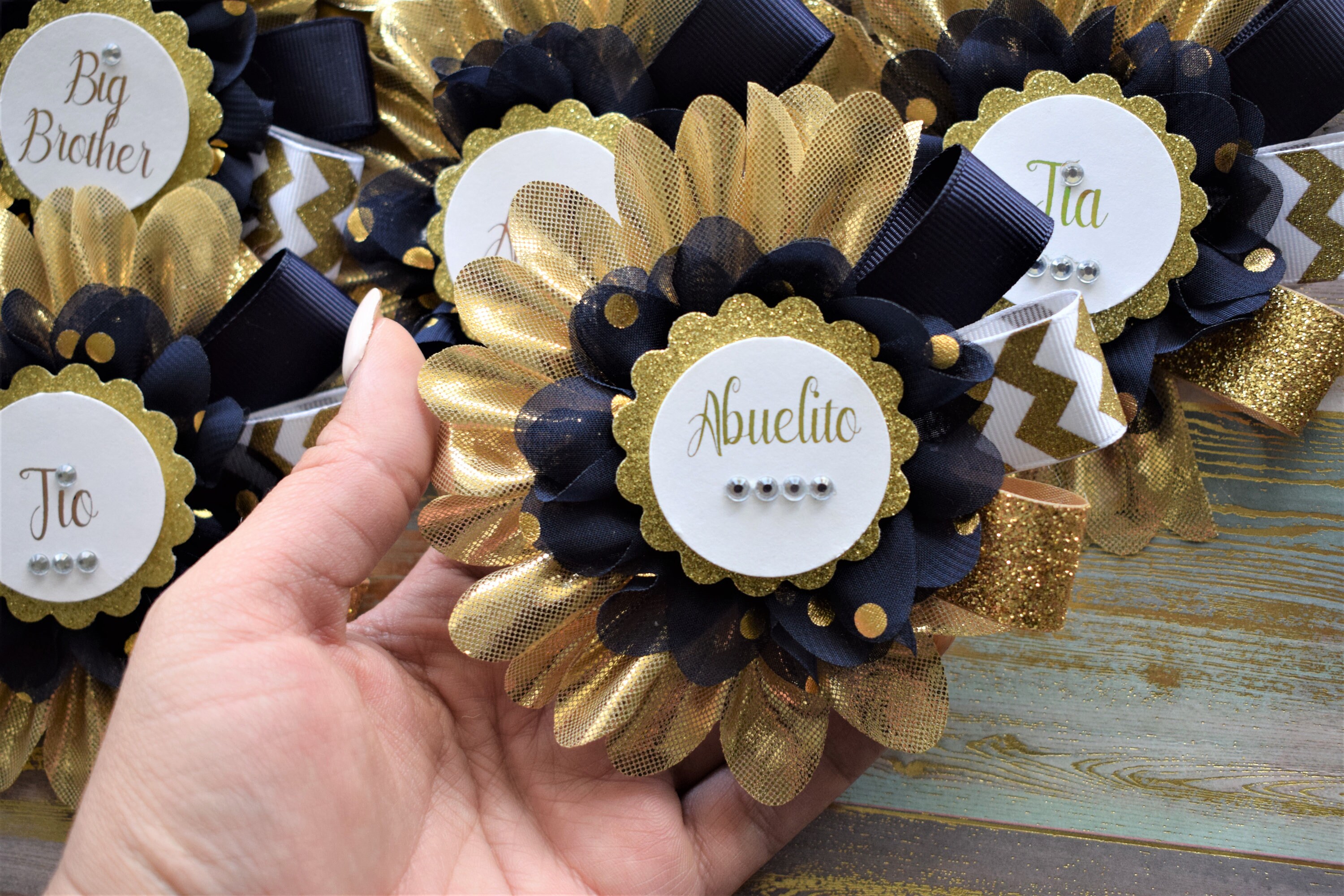 Navy Gold Family Pin Navy Gold Guest Pin Navy Gold Baby | Etsy