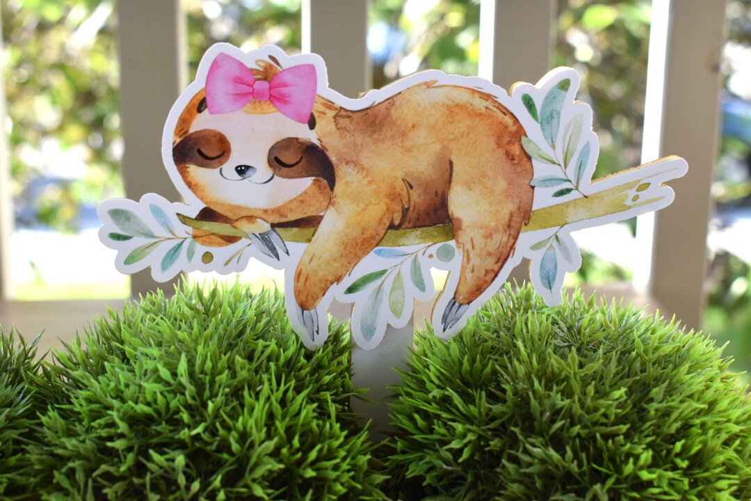 Girl Sloth Cake Toppers, Sloth Baby Shower Party, Baby Sloth Shower ...